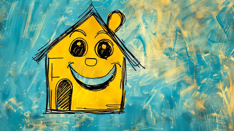 A Yellow House with a Smiley Face on it Stock Photo - Image of ...
