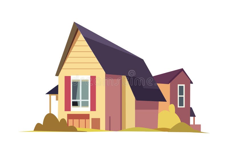 Yellow House with Wooden Panels and Large Windows Front Perspective ...