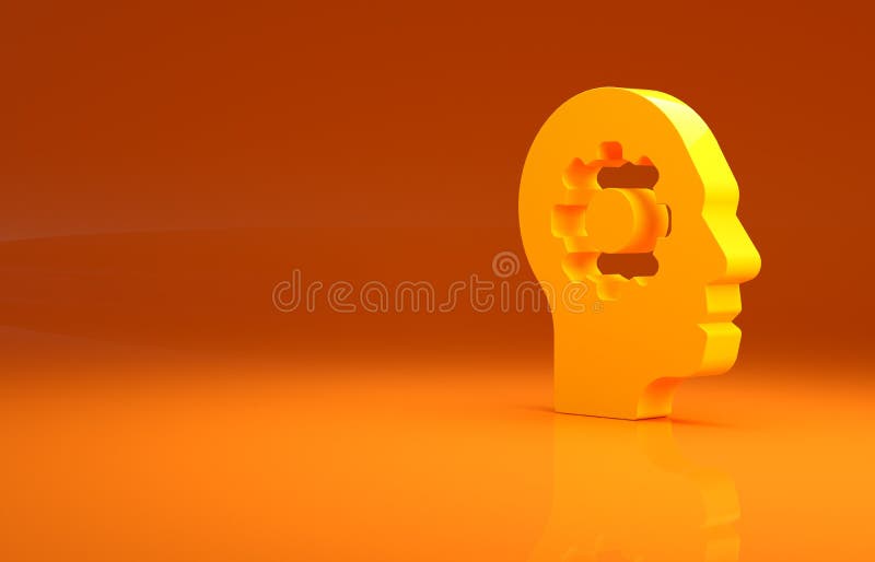 Yellow Human Head with Question Mark Icon Isolated on Orange Background ...