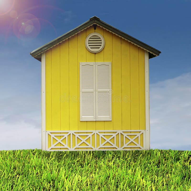 Yellow Hut on Field stock photo. Image of shack, ceiling - 16392420