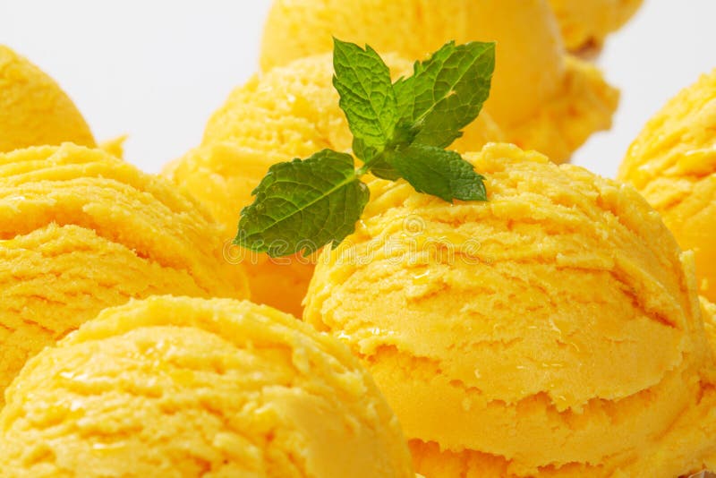 Yellow ice cream stock photo. Image of treat, closeup - 369839974