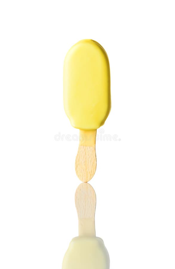 Yellow Ice Cream Stick on Isolated White Background Stock Photo - Image ...
