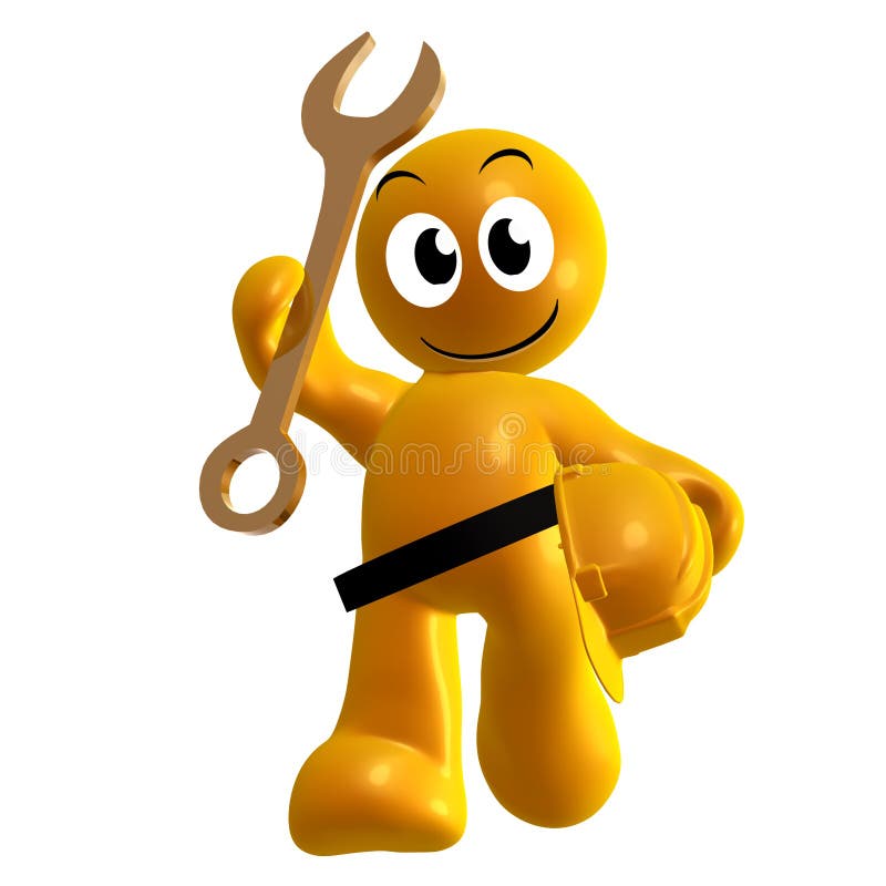 Yellow Icon with Service Tool and Safety Helmet Stock Illustration ...