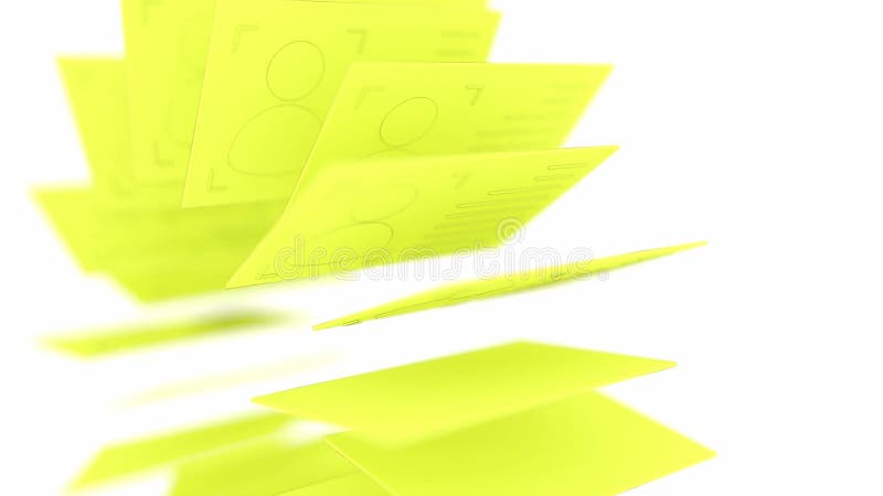Yellow ID Cards Rolling on White Bg 3d Stock Illustration ...