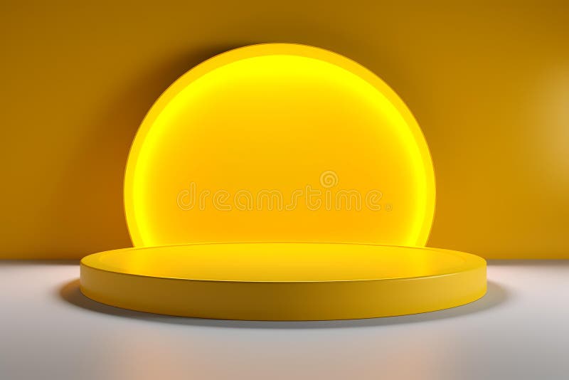 Yellow Illuminated Oval Backdrop with Round Platform Stock Illustration ...