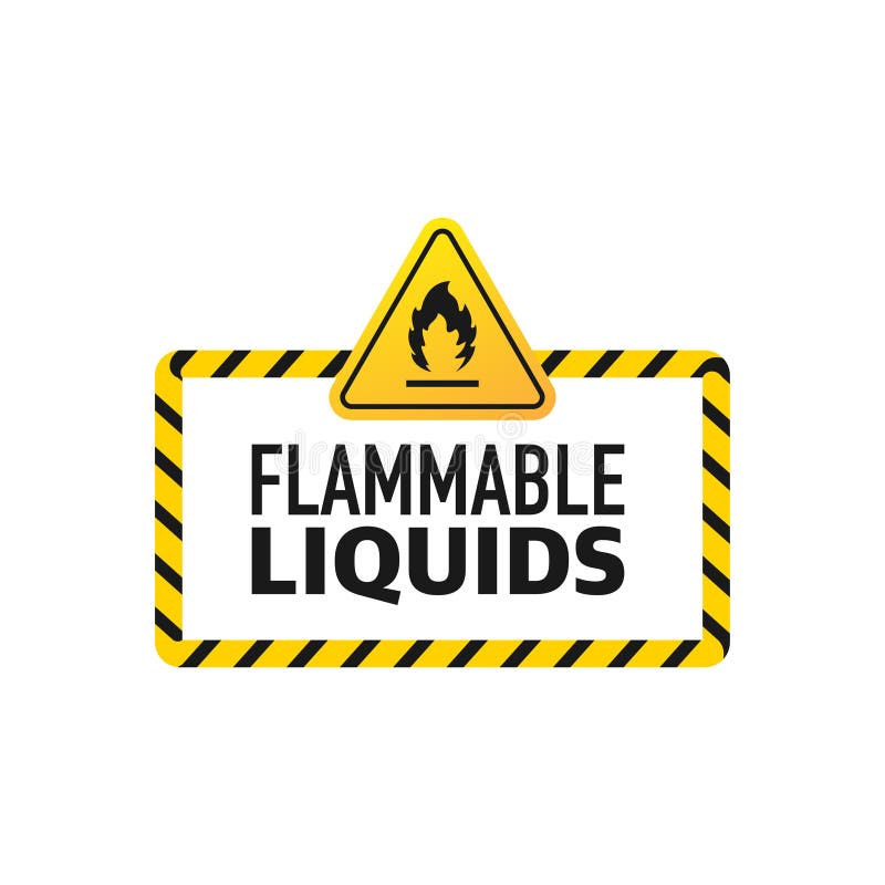 Yellow Illustration of Flammable Liquids on White Backdrop. Vector ...