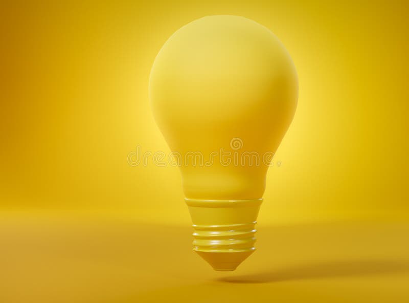 Yellow Incandescent Light Bulb Over Yellow Studio Background. Concept ...