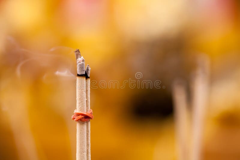 Yellow Incense Sticks Burning Stock Image - Image of incense, faith ...