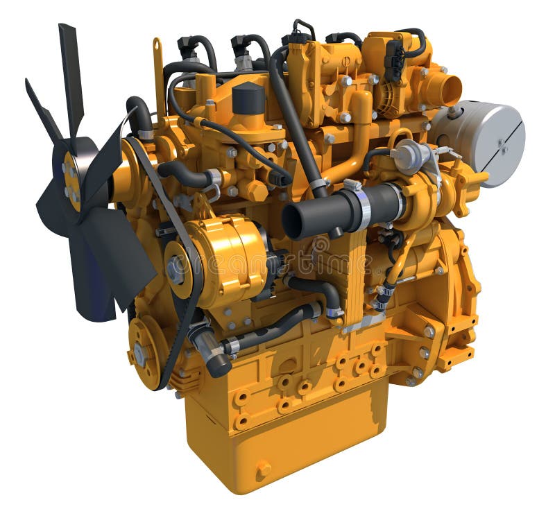 Industrial Diesel Engine 3D Rendering on White Background Stock ...