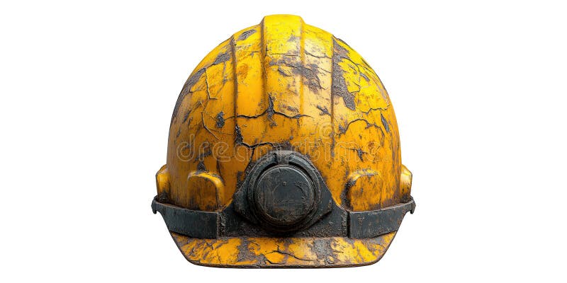 Yellow Industrial Helmet with Built-in Light for Construction Work on ...