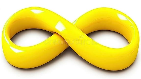 Yellow Infinity Symbol, 3D Render, White Background, Endless Loop ...