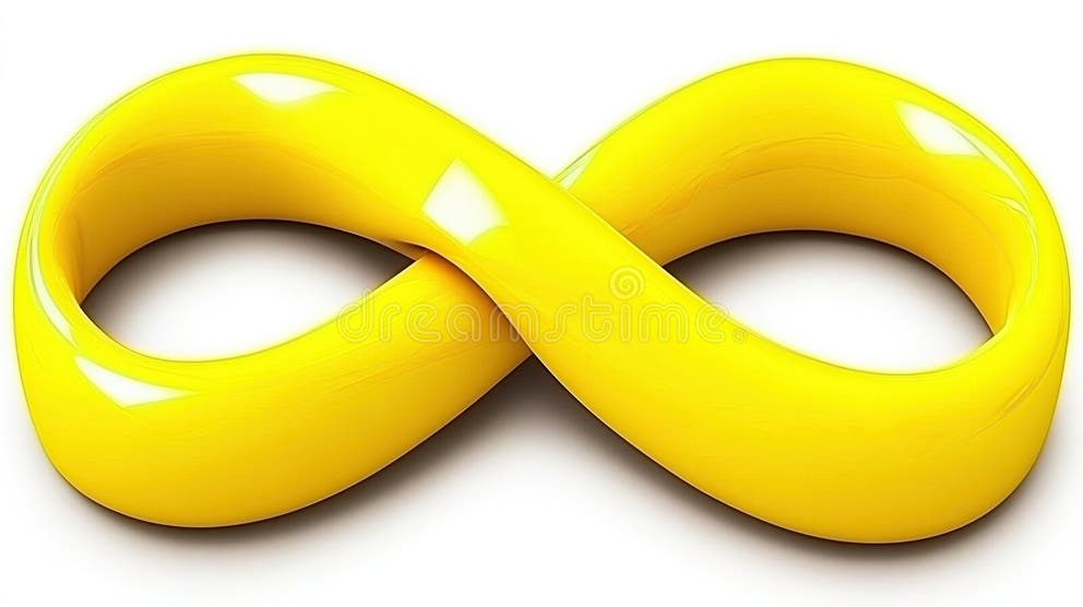 Yellow Infinity Symbol, 3D Render, White Background, Endless Loop ...
