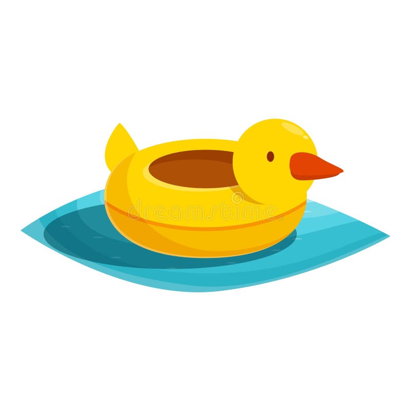 Yellow Inflatable Duckling Pool Float is Lying on Blue Towel Stock ...