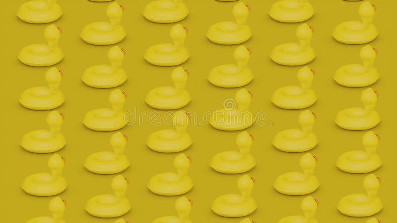 Yellow Inflatable Ducks Spinning Around Their Axis 3d Rendered ...