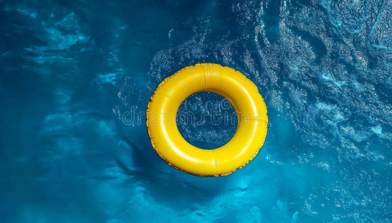 Yellow Inflatable Ring Floating in a Clear, Blue Swimming Pool, Summer ...
