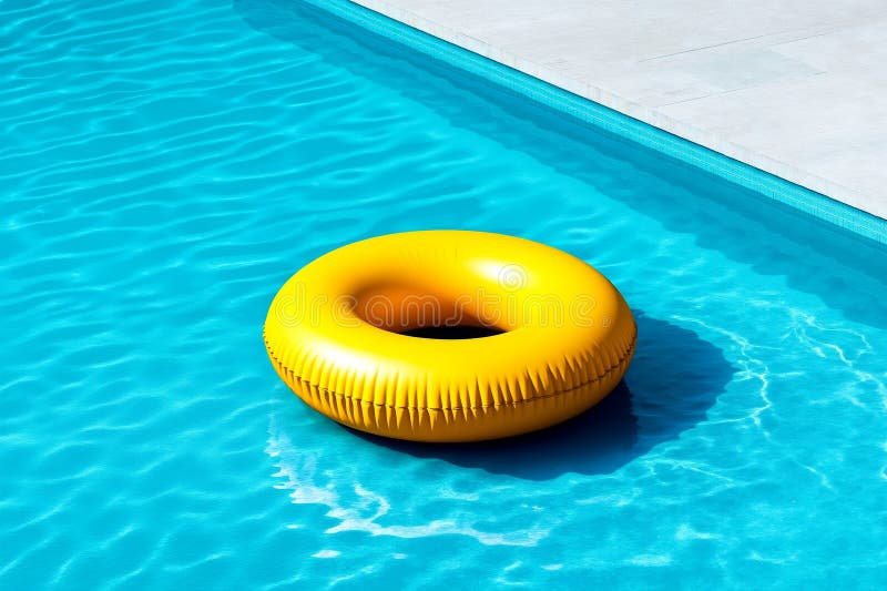 A Yellow Inflatable Ring Floating in a Swimming Pool Stock Image ...