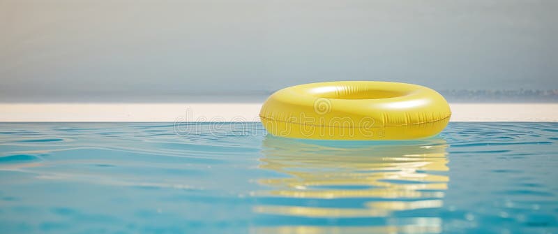 Yellow Inflatable Ring Floats on the Surface of a Blue Pool Stock Photo ...