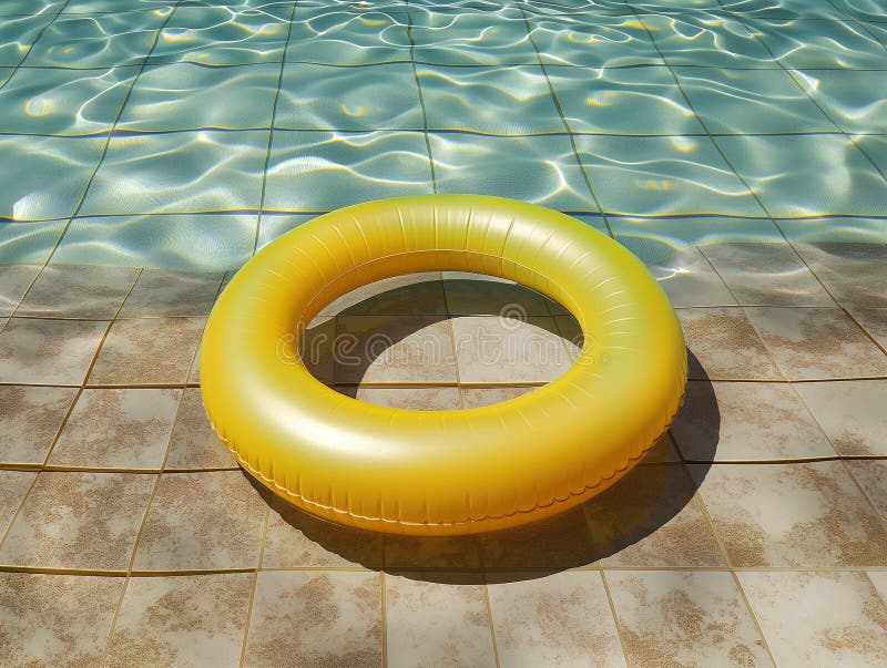 Yellow Inflatable Ring by Poolside Stock Photo - Image of poolside ...