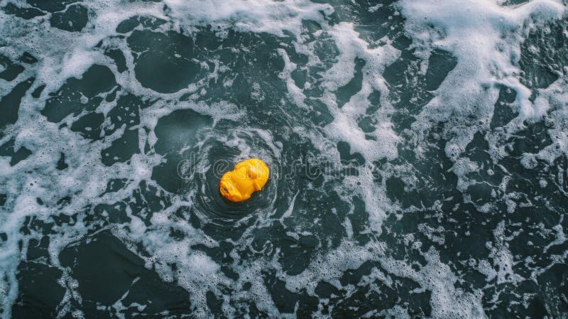 Yellow Inflatable Toy Floating in Foamy Ocean Water Stock Photo - Image ...