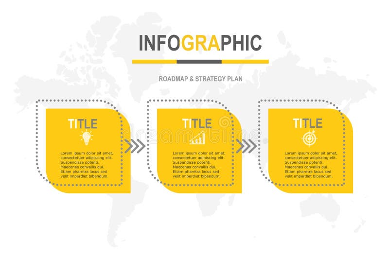 Yellow Infographic Element Template, Business Concept with 3 Steps on ...