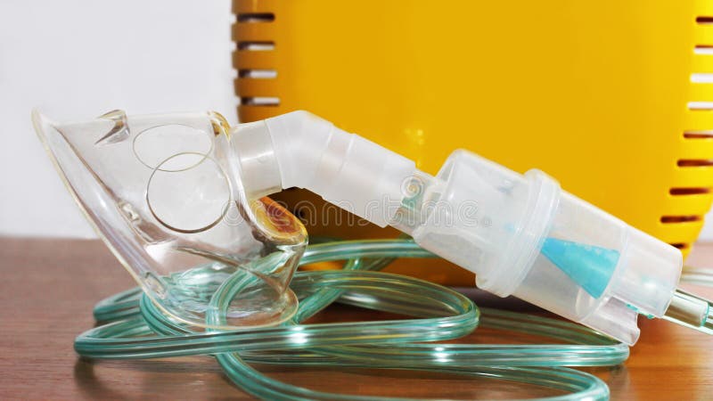 Yellow Inhaler Nebulizer Compressor Isolated on White Background Stock ...