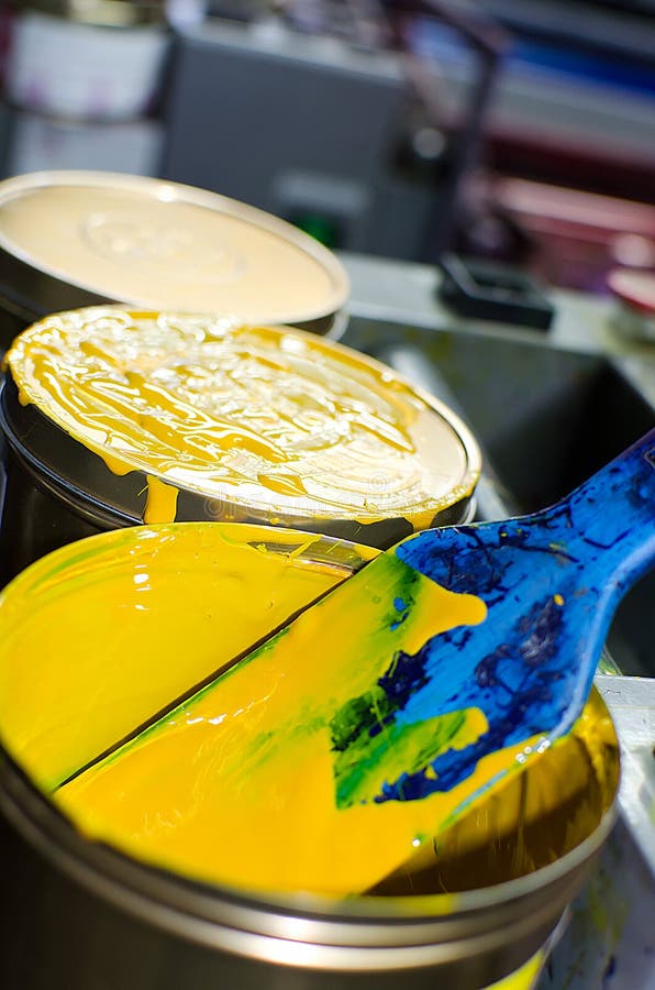 Yellow ink stock photo. Image of bucket, colors, scraper - 23625196