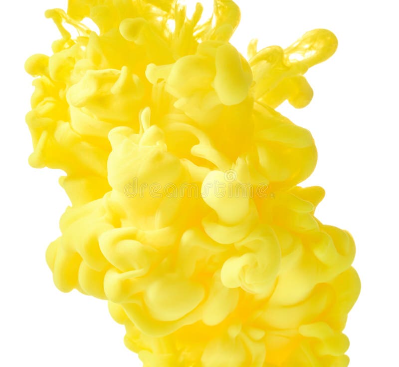 Yellow ink drop in water stock image. Image of water - 218509565