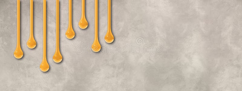 Yellow Ink Drops on Light Concrete Wall. Horizontal Banner Stock ...