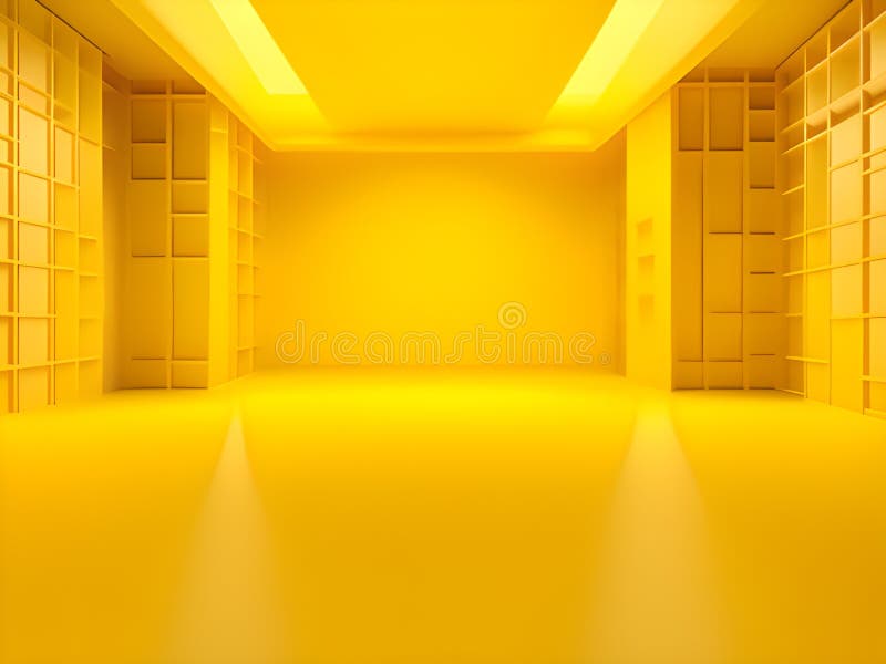 Yellow Interior with Empty Room Stock Illustration - Illustration of ...