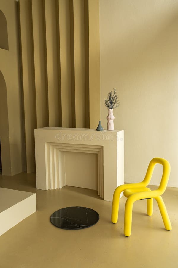 Yellow Interior Scene in Modern Minimal Style / Interior Design Concept ...