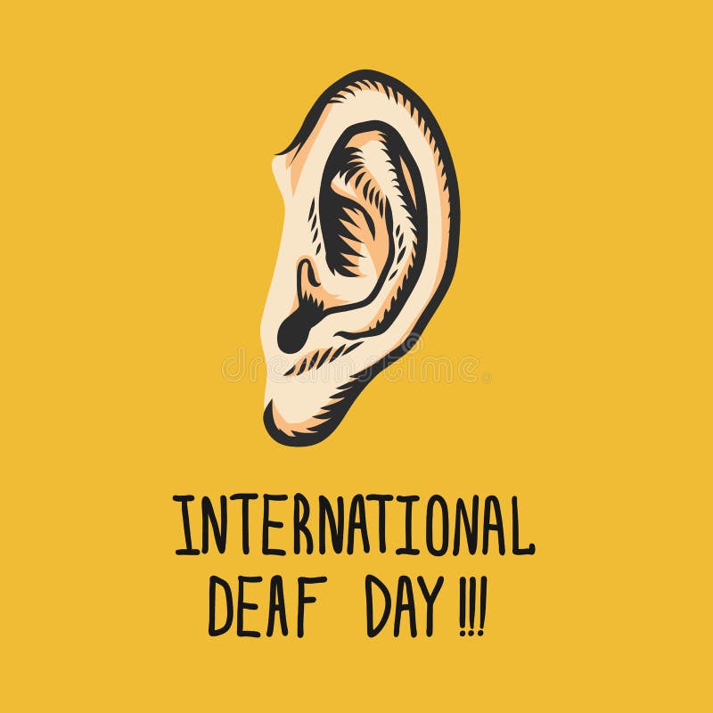 Yellow International Deaf Day Concept Background, Hand Drawn Style ...