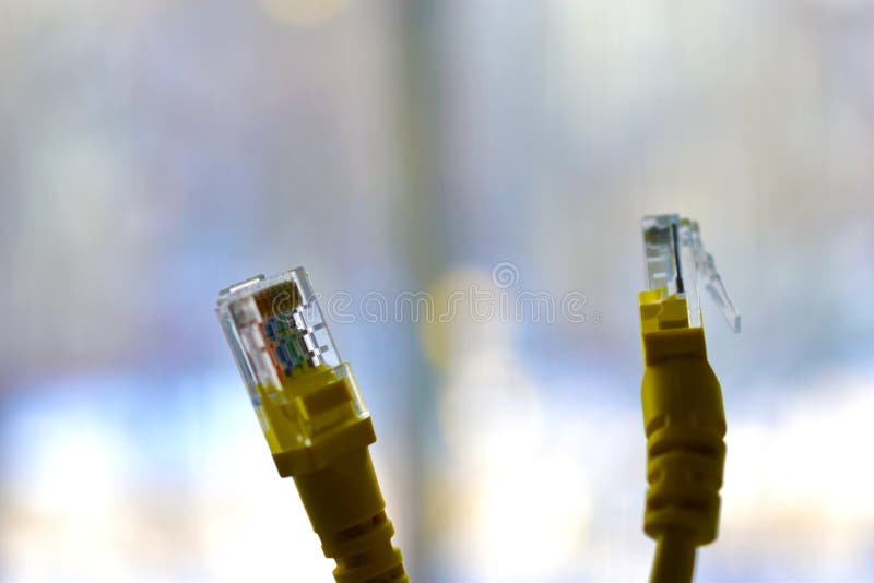 Yellow Internet Cable for Wan and Lan Router Stock Image - Image of ...
