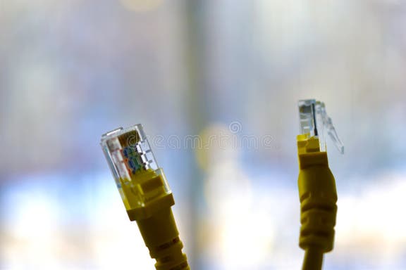 Yellow Internet Cable for Wan and Lan Router Stock Image - Image of ...