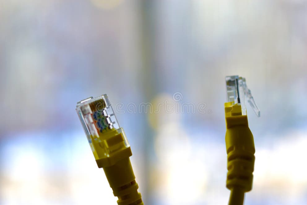 Yellow Internet Cable for Wan and Lan Router Stock Image - Image of ...