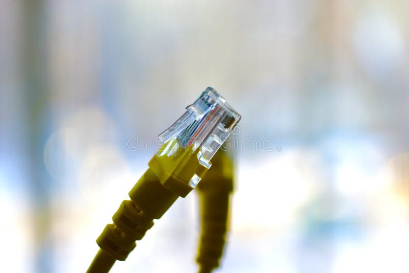 Yellow Internet Cable for Wan and Lan Router Stock Image - Image of ...
