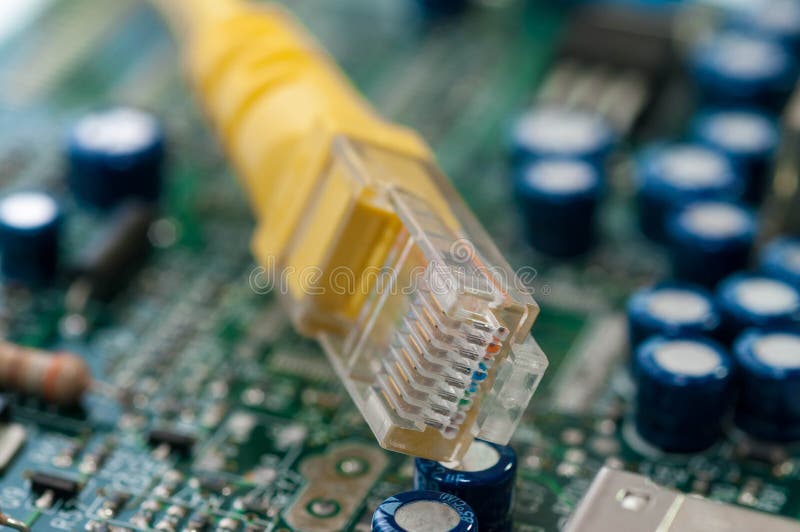 Yellow Internet Switch Close Up Macro Shot. Stock Image - Image of ...