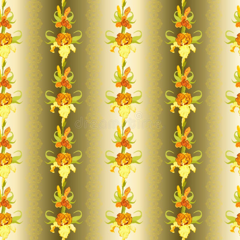 Yellow Curl Design Peacock Feathers Pattern Background. Text Place ...