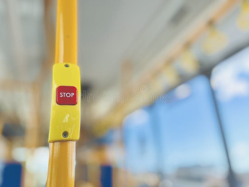 Button for the Passengers, the Button To Stop, on the Bus. Stock Photo ...