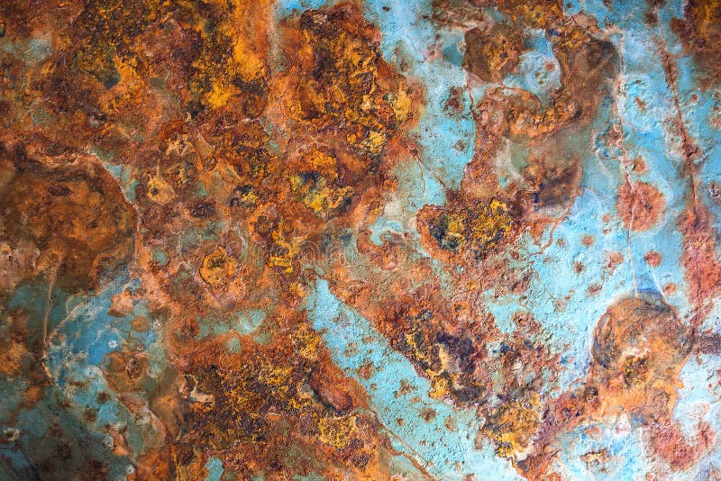 Yellow Iron Rust on the Blue Table Stock Image - Image of sheet, blue ...
