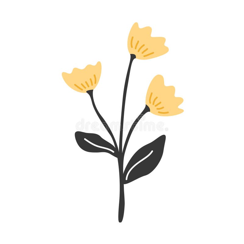 Yellow Isolated Flat Flower. Vector Clip Art Stock Vector ...