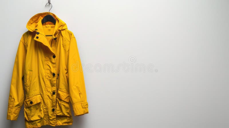 A Yellow Jacket Hangs from a White Wall, Possibly Used in Interior ...