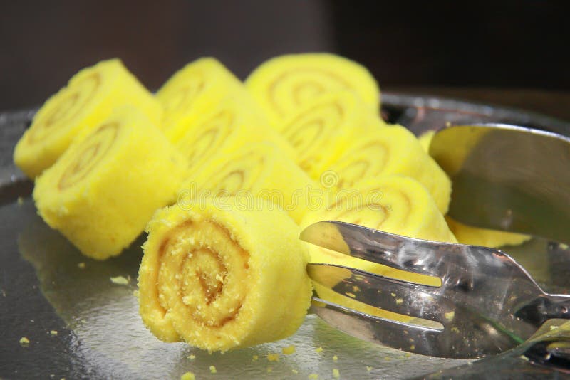 Yellow jam roll stock image. Image of dish, closeup - 126165947