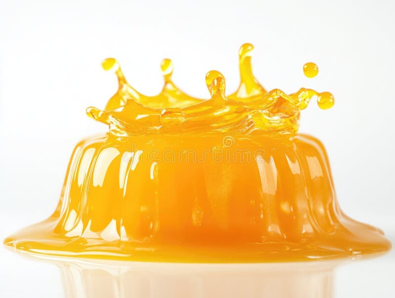Yellow Jello Dessert with Syrup Topping Stock Image - Image of syrup ...