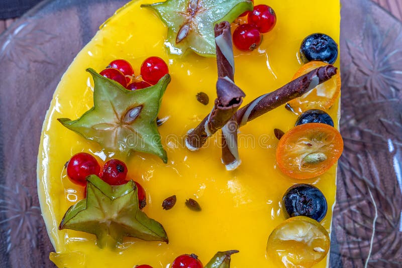 Yellow Jelly Cheesecake with Berries Stock Image - Image of berry, food ...
