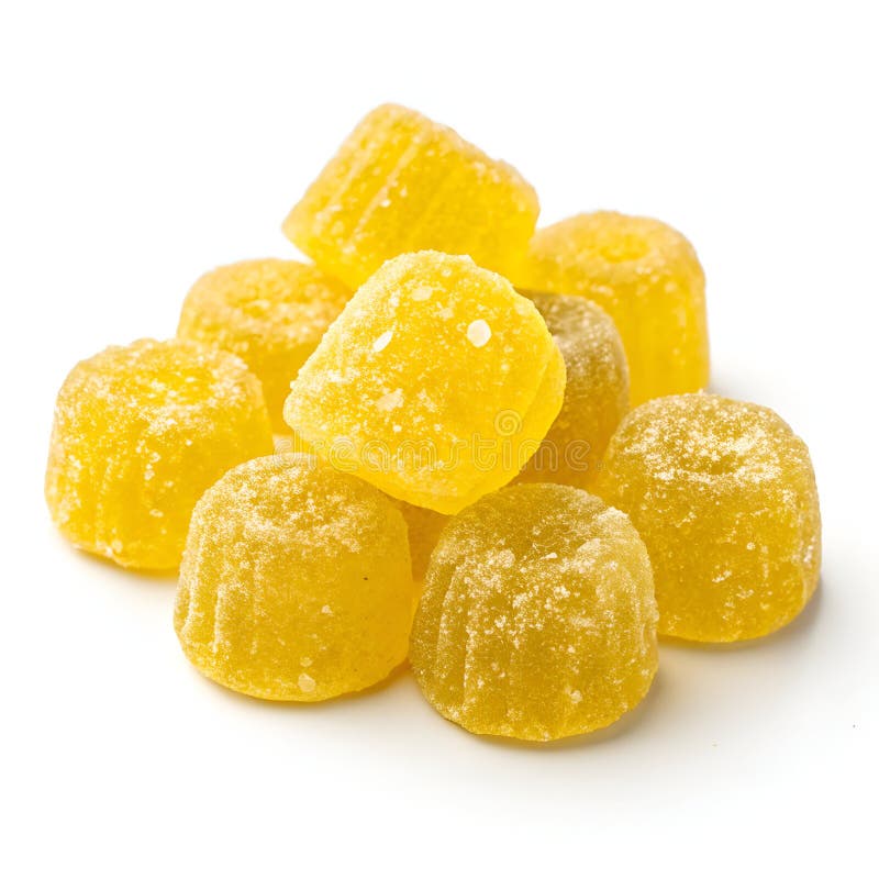 Yellow Jelly Sugar Candies Isolated on White Background Stock ...