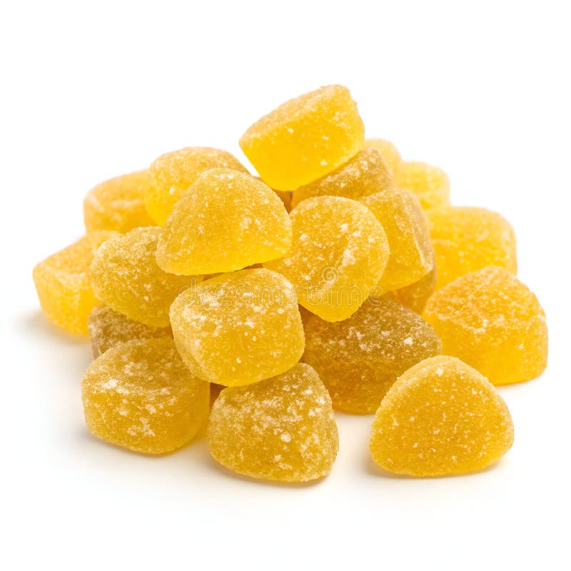 Yellow Jelly Sugar Candies Isolated on White Background Stock ...