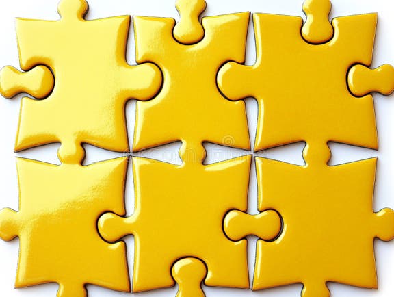 Yellow Jigsaw Puzzle Pieces Interlocking Teamwork Solution Concept ...