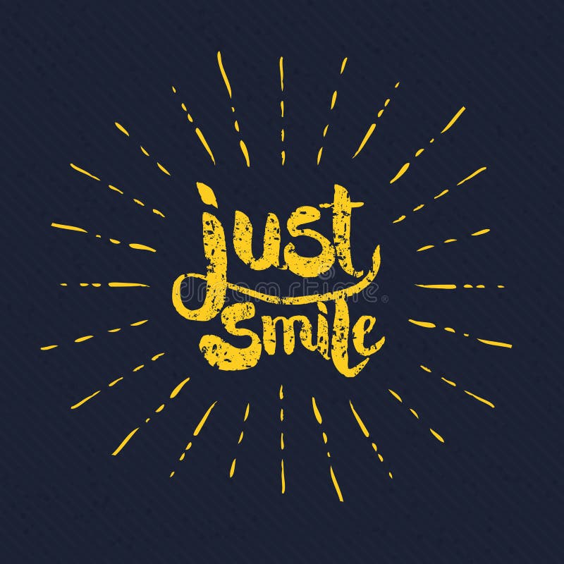 Yellow Just Smile Texts with Rays on Gray Stock Vector - Illustration ...