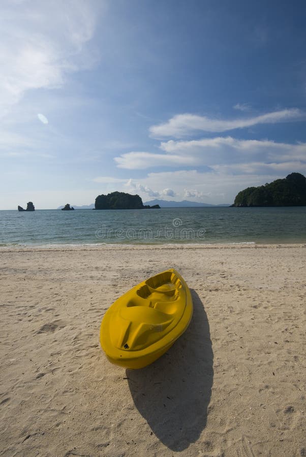 Yellow kayak stock photo. Image of hills, holiday, coastal - 7451166