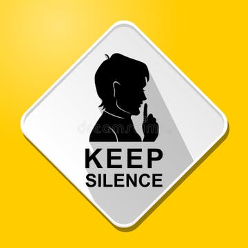 Yellow KEEP SILENCE Icon for Noise Control, Simple Vector Design on White Background Stock ...